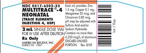 Multitrace 4 Neonatal Package Insert Prescribing Info