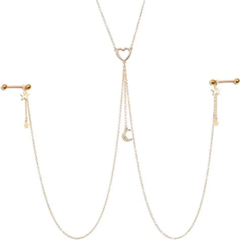 Nipple Chain Bra Body Chain Necklace Diamonds Link Rhinestone Crystal