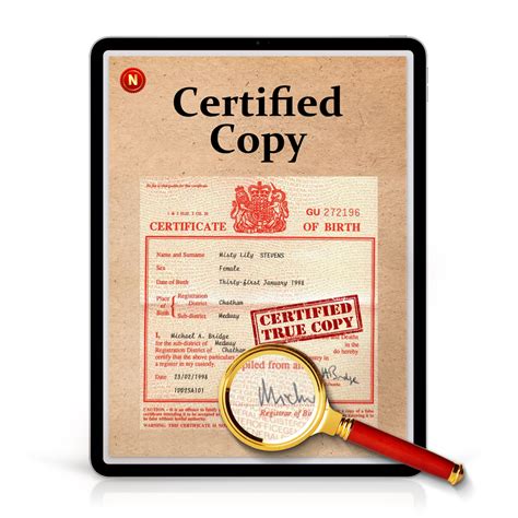 Certified Copy Certificate
