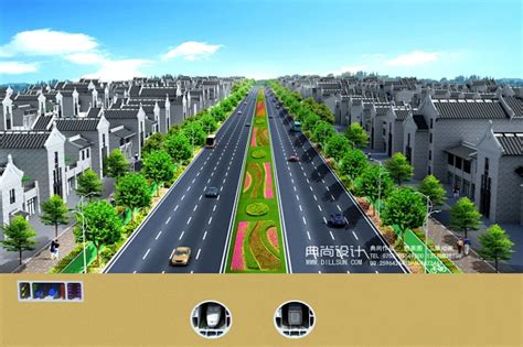道路景观设计7a标准横断面透视 客家）02 道路园林景观效果图 花瓣网