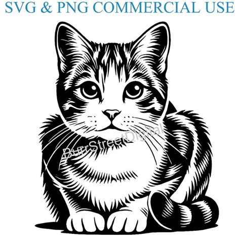 Tabby Cat Svg Png Vector Graphic Laser Cut File Digital Download