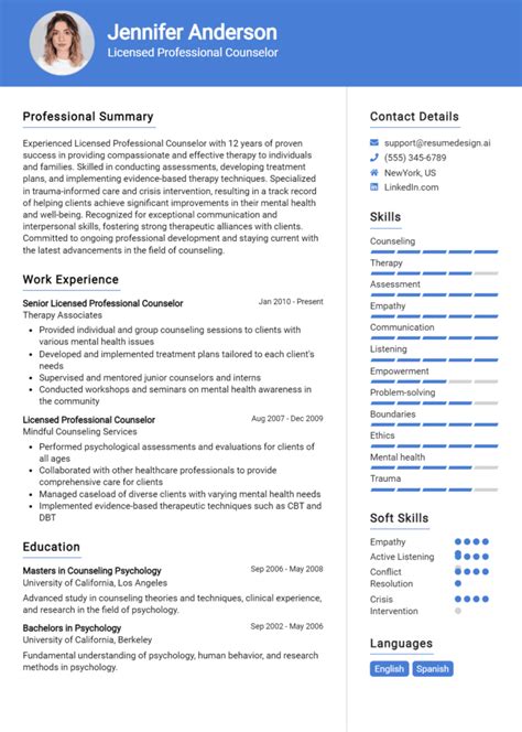 16 Licensed Professional Counselor Resume Examples And Templates For