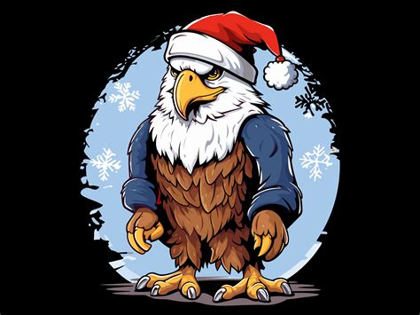 Christmas Eagle Wearing Santa Hat Vector Graphic By Trendy Creative