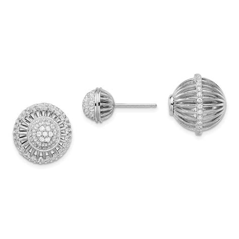Sterling Silver Brilliant Embers Rhodium Plated 130 Stone Front Back