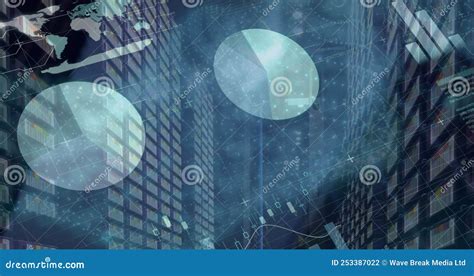 Animation Of Statistical Data Processing Against Tall Buildings In