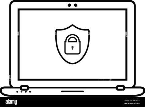 Computer Security Line Icon Flat Style Vector Eps Stock Vector Image And Art Alamy