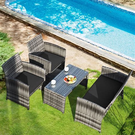 Toolsempire Outdoor Conversation Set 4 Pieces Wicker Patio