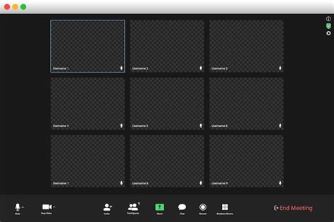 화상 회의 사용자 인터페이스 화상 통화 화면 인터페이스 템플릿입니다 프리미엄 벡터