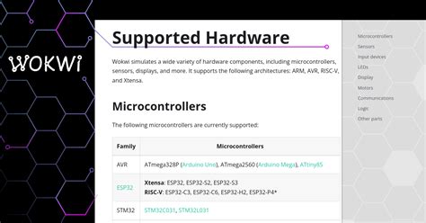 Supported Hardware Wokwi Docs