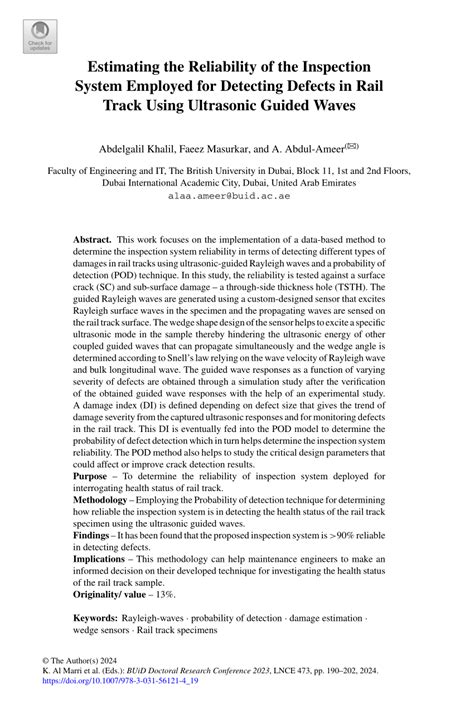 pdf estimating the reliability of the inspection system employed for