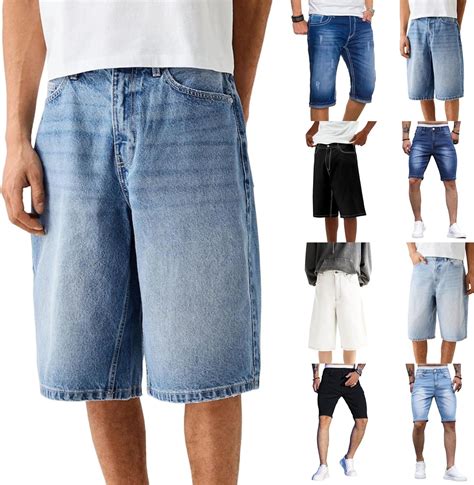 Jorts Men Baggy Y2k Skateboard Long Wide Leg Jean Shorts Vintage Hip