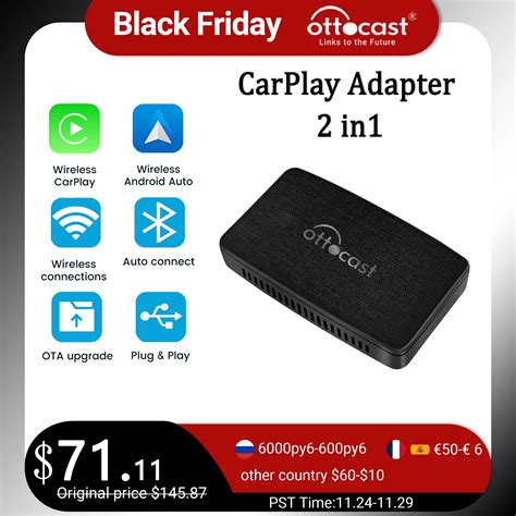 오토캐스트 무선 안드로이드 오토 카플레이 어댑터 스마트 박스 플러그 플레이 멀티미디어 플레이어 현대 토요타 마쓰다 지원 Aliexpress