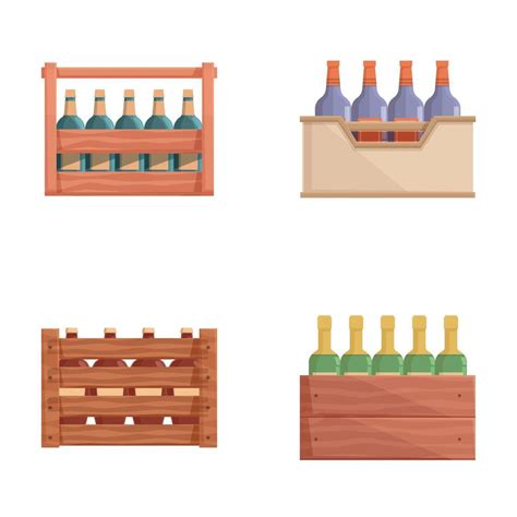 Assorted Wine Bottle Crates Set 47053857 Vector Art At Vecteezy