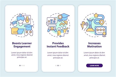 Premium Vector Gamification Benefits In E Learning Onboarding Mobile App Screen
