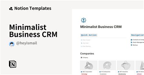 Minimalist Business Crm Template Notion Marketplace