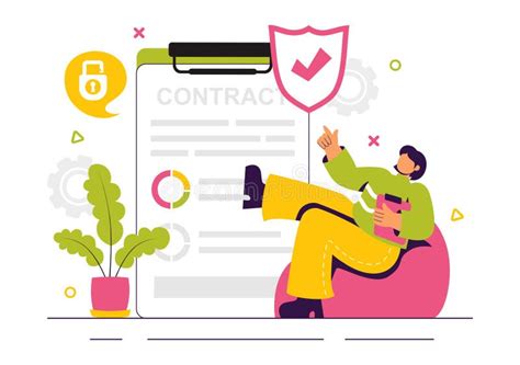 Smart Contract Vector Illustration Featuring An Electronic Contract