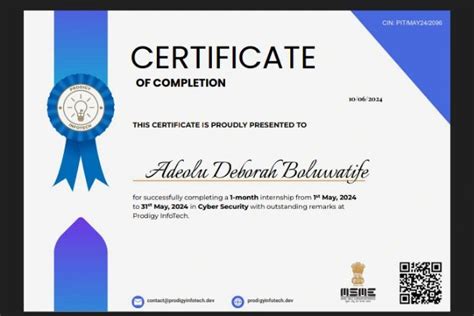 Deborahb Adeolu On Linkedin Cybersecurity Cybersecurityintern Internship Achievement