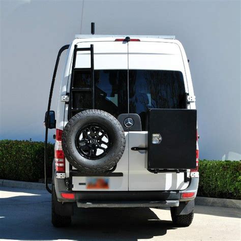 Aluminess Rear Door Ladder And Tire Carrier For Low Roof Mercedes