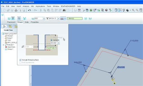 standards holes how to enable thru thread hole w ptc community