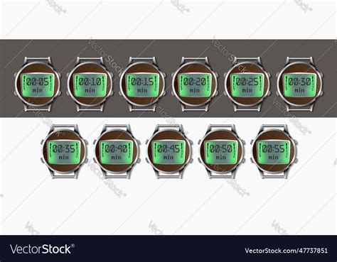 Set Of Electronic Digital Vintage Round Timer Vector Image