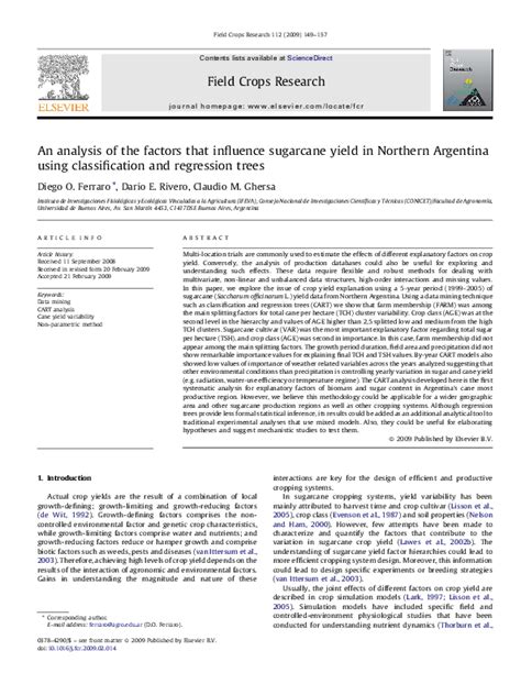 Pdf An Analysis Of The Factors That Influence Sugarcane Yield In Northern Argentina Using