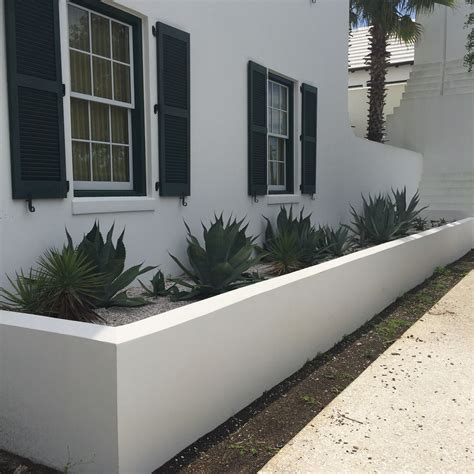 Stucco Planter Front House Landscaping White Stucco House Modern