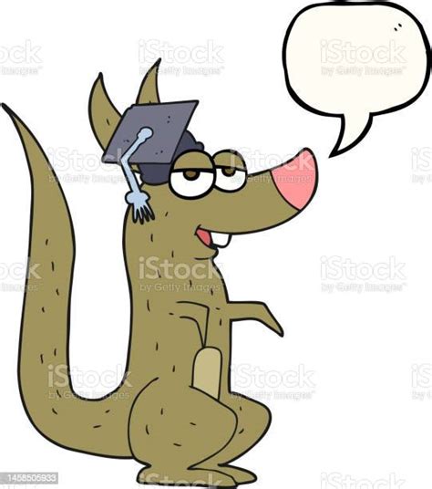 졸업 모자를 가진 자유형 그린 연설 거품 만화 캥거루 귀여운에 대한 스톡 벡터 아트 및 기타 이미지 귀여운 기이함 낙서