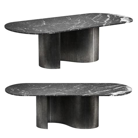 Cb2 Aster Black Marble And Aluminum Dining Table 3d Model For Corona