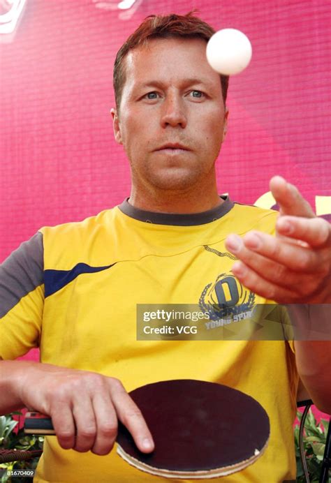 Table Tennis Player Waldner Jan Ove Of Sweden Meets Fans On June 22