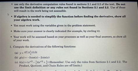 Solved Use Only The Derivative Computation Rules Found In