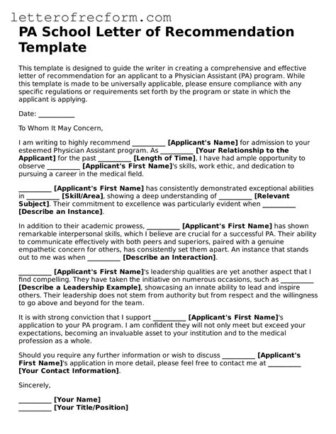 Pa School Letter Of Recommendation Pdf Form Recommendation Letter
