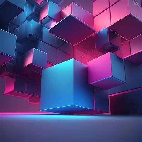 Premium Photo A Digital Art Of A Cube With A Blue And Pink Background Generative Ai