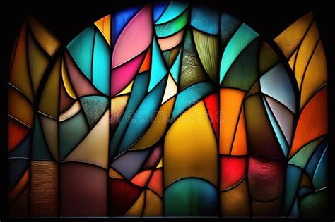 Multicolored Stained Glass Window With Irregular Random Block Pattern