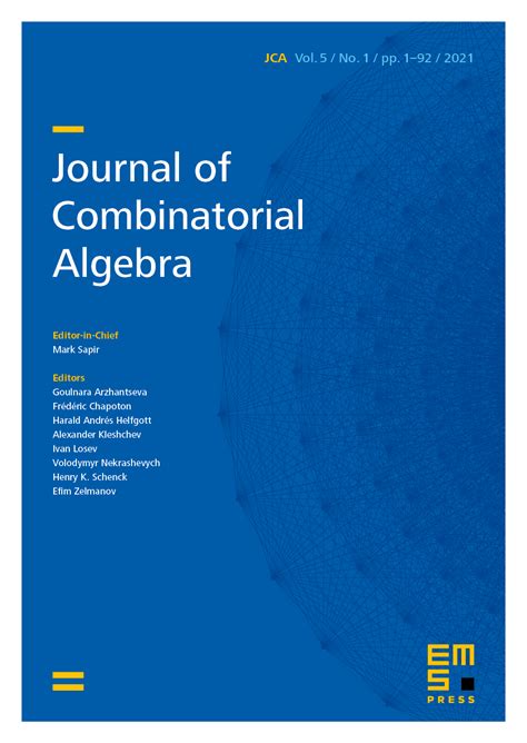 Journal Of Combinatorial Algebra Read Ems Press