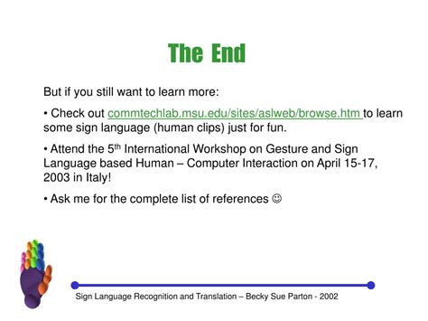 Ppt Sign Language Recognition And Translation Becky Sue Parton 2002 Powerpoint