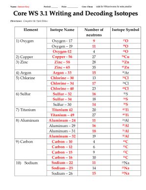 Fillable Online Isotope Notation Chem Worksheet 4 2 Book Fax Email