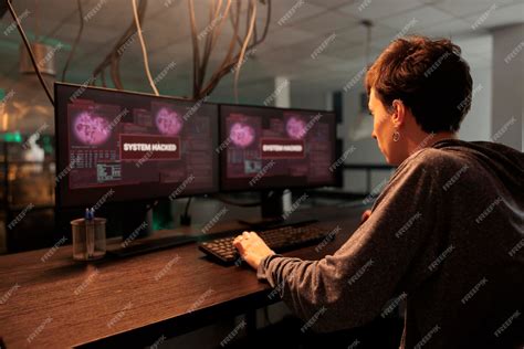Premium Photo Female Hacker Cracking Password And Breaking Server