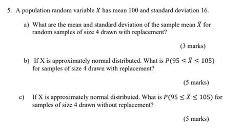 solved 5 a population random variable x has mean 100 and