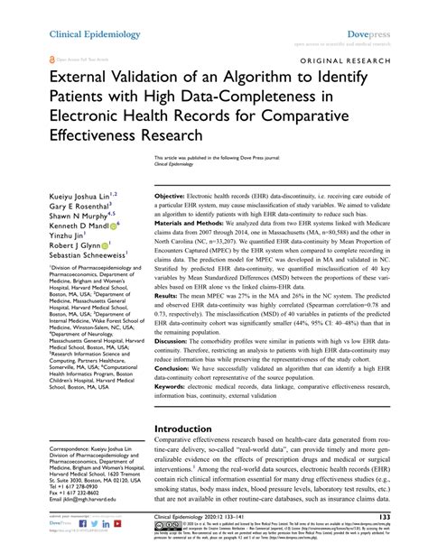 Pdf External Validation Of An Algorithm To Identify Patients With