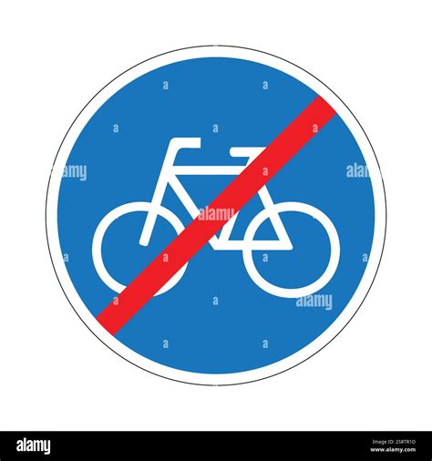 Blue And Red Round Traffic Sign Indicating The End Of A Designated Cycle Path Or Bicycle Lane