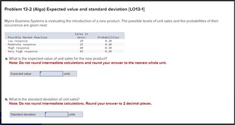 Solved Problem 13 2 Algo Expected Value And Standard Chegg Com