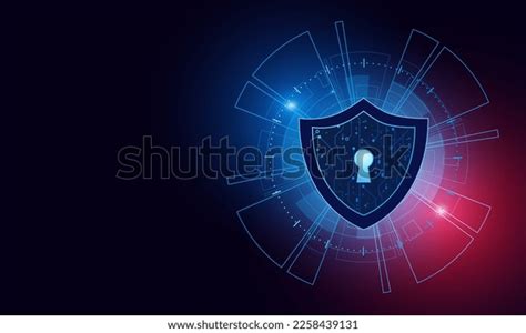 Cyber Security Technology Concept Shield Keyhole Stock Vector Royalty Free 2258439131