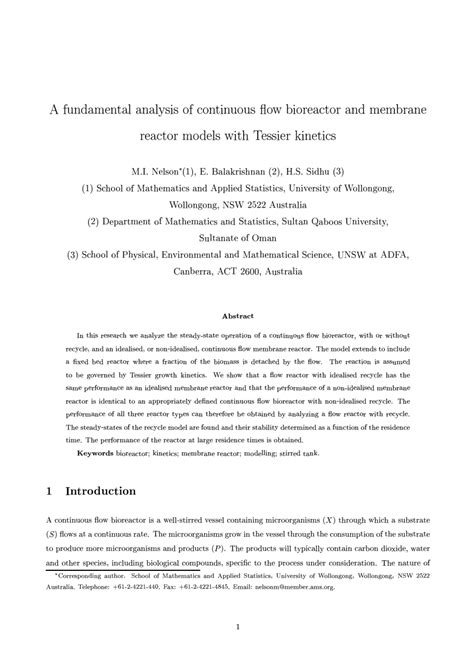 Pdf A Fundamental Analysis Of Continuous Flow Bioreactor And Membrane Reactor Models With