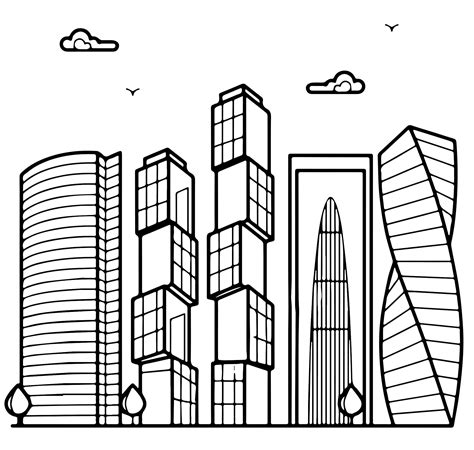 Москва Сити — раскраска для детей Распечатать бесплатно