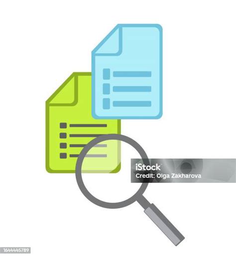 벡터 파일 문서 아이콘 및 돋보기입니다 파일 검색 평면 색상 아이콘입니다 개념에 대한 스톡 벡터 아트 및 기타 이미지 개념