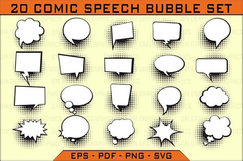 Comic Speech Bubbles Svg, Cut Files, Speech Bubble, Retro Speech, Boom, Pow, Bubble Collection ...