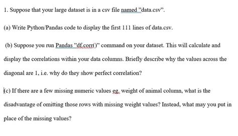 Solved Suppose That Your Large Dataset Is In A Csv File Chegg