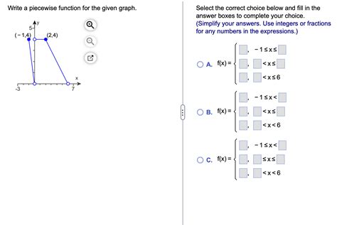 Solved Write A Piecewise Function For The Given Graph