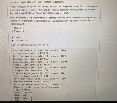 Solved Use A Single Subscripted Array To Solve The Following