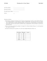 Problem Set 4 EE 200 Problem Set 4 Cover Sheet Fall 2013 Last Name Print First Name Print